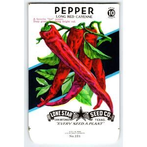 Other | Long Red Cayenne Pepper Seed Packet Empty Vintage Lone Star ...